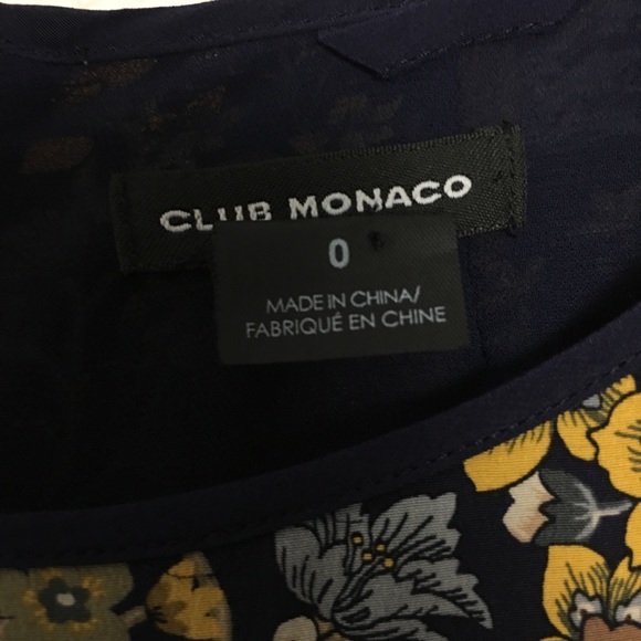 Club Monaco | Dresses | Club Monaco Silk Shirt Dress Blue Flowers Birds ...